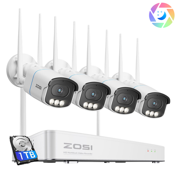 C186A 4K / 5MP WiFi-6 Security Camera System + Full-Color Night Vision ...